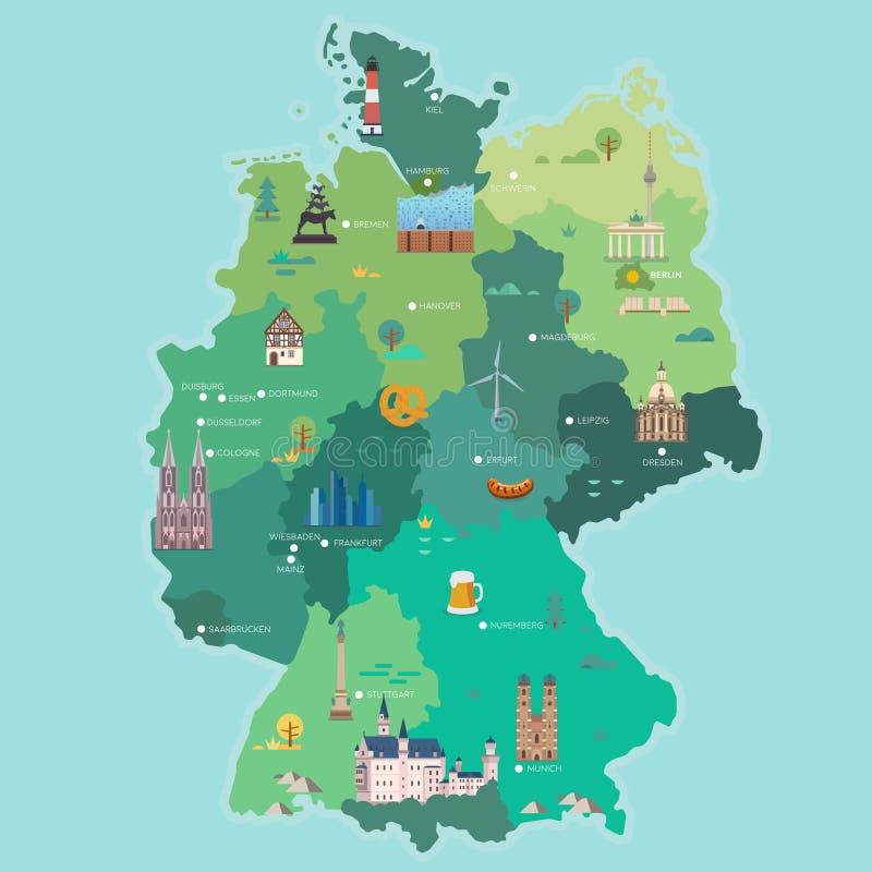 Stylized map of Germany stock vector. Illustration of hamburg - 326434802