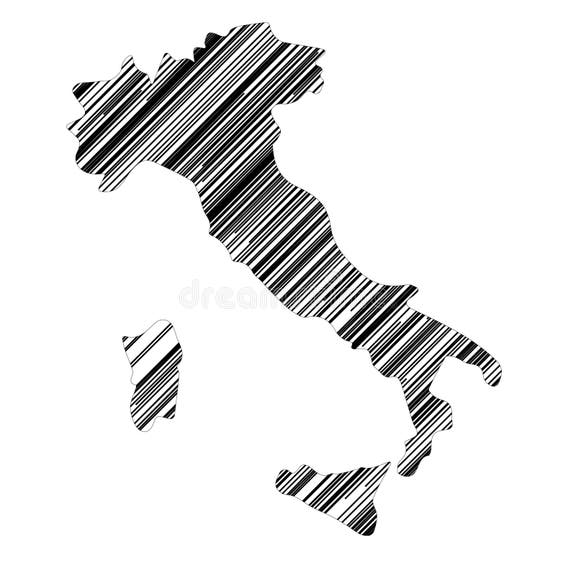 Stylized Map of Italy with Black Hatchings Stock Vector - Illustration ...