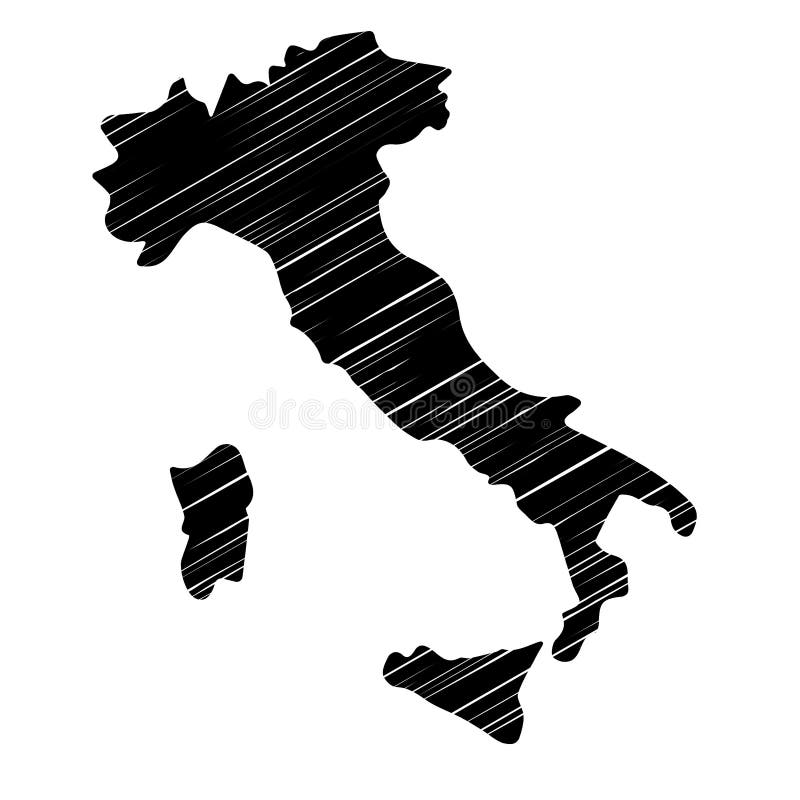 Stylized Map of Italy with White Hatchings Stock Vector - Illustration ...