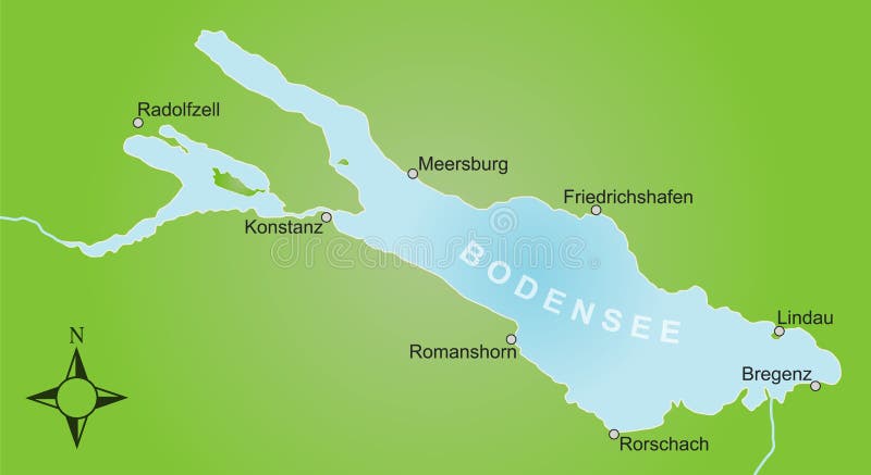 Stylized Map Of Lake Constance And Surroundings Stock Vector ...