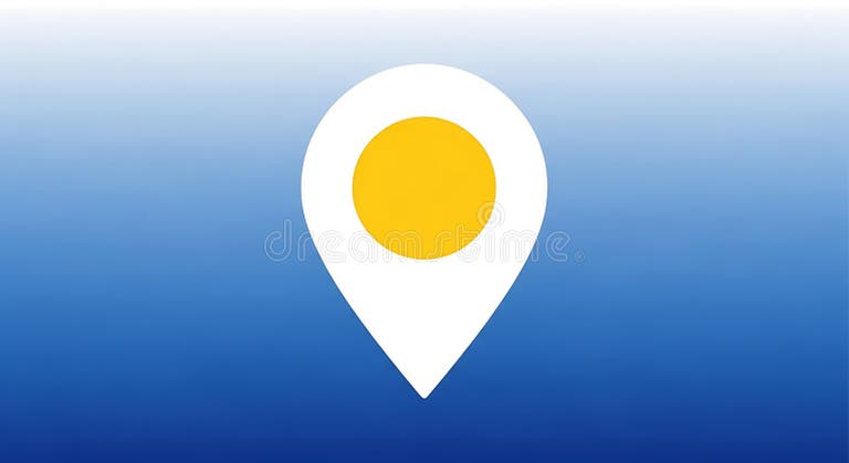 A Stylized Map Pin Icon Features a White Outer Ring and a Central ...