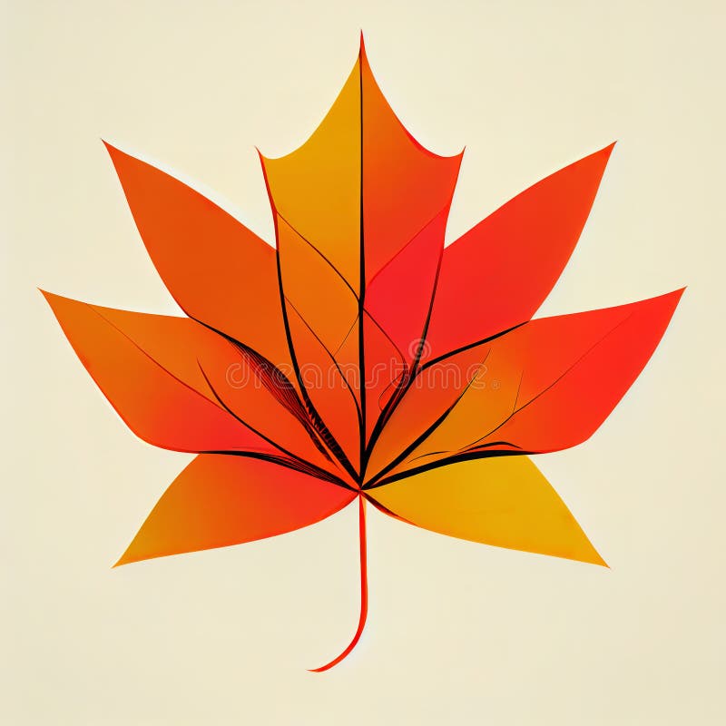 Stylized Maple Leaf on Isolated Background. Digital Illustration Based ...