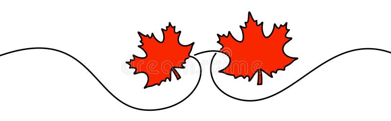 Stylized Maple Leaves with Flowing Line Design Stock Illustration ...