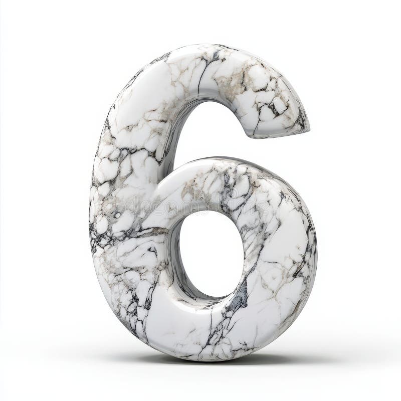 A Stylized Marble Number Six, Showcasing a Unique Design and Texture ...