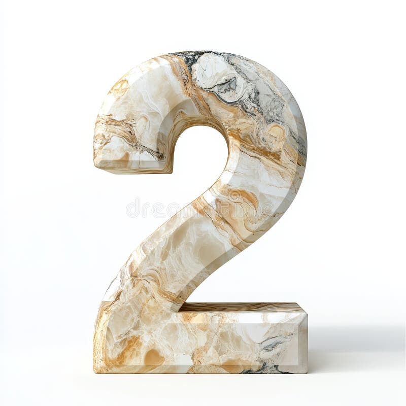 A Stylized Marble Number Two with a Smooth, Polished Finish Stock ...