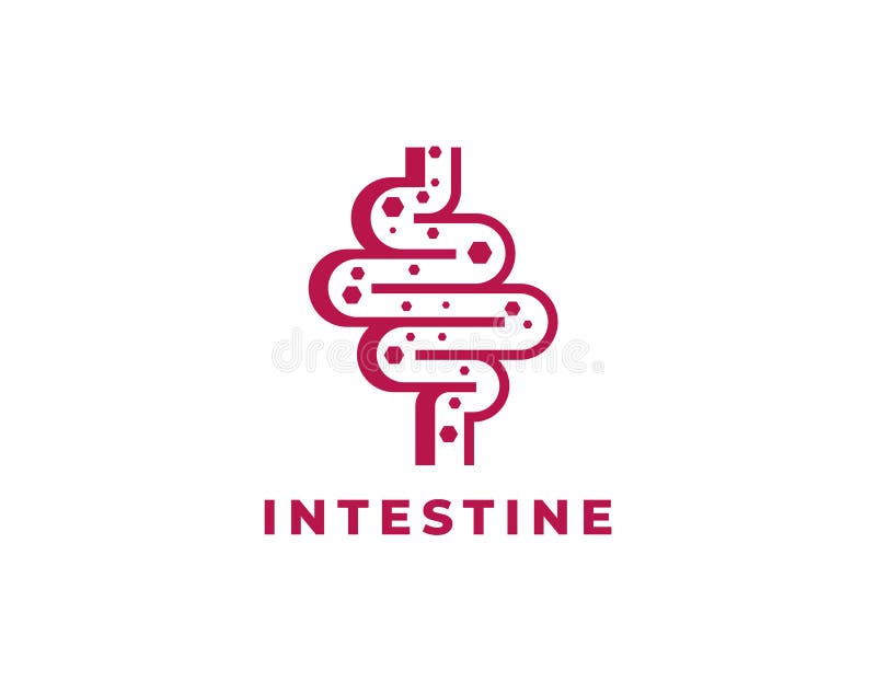 A Stylized Maroon Logo Features a Winding, Intestine-like Design with ...