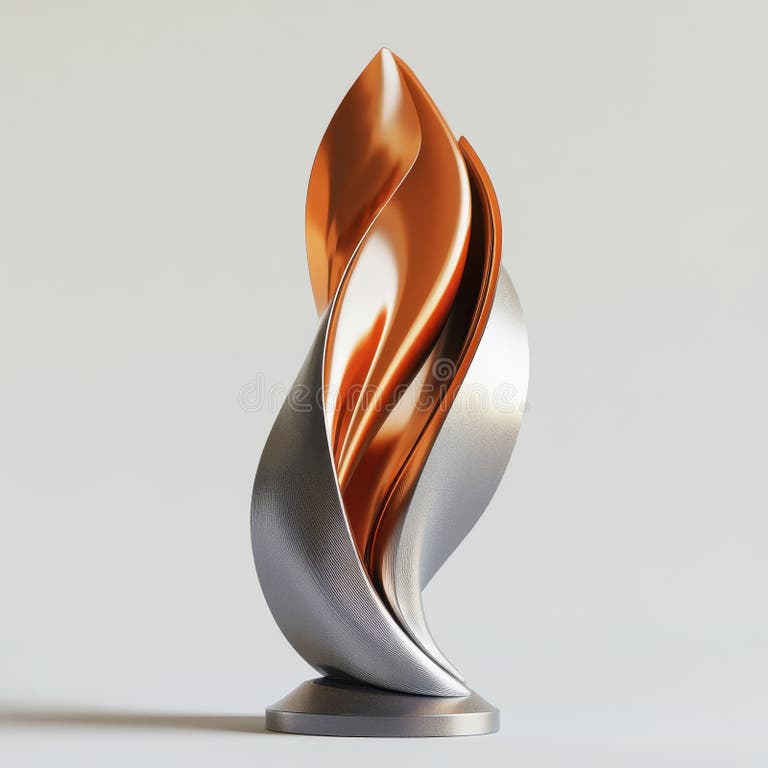 A Stylized Metallic Sculpture with Flowing Forms in Silver and Copper ...