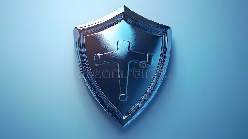 Stylized Metallic Shield with Cross Emblem Stock Image - Image of ...