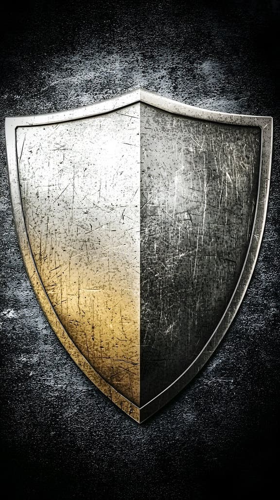 Stylized Metallic Shield Design Stock Illustration - Illustration of ...