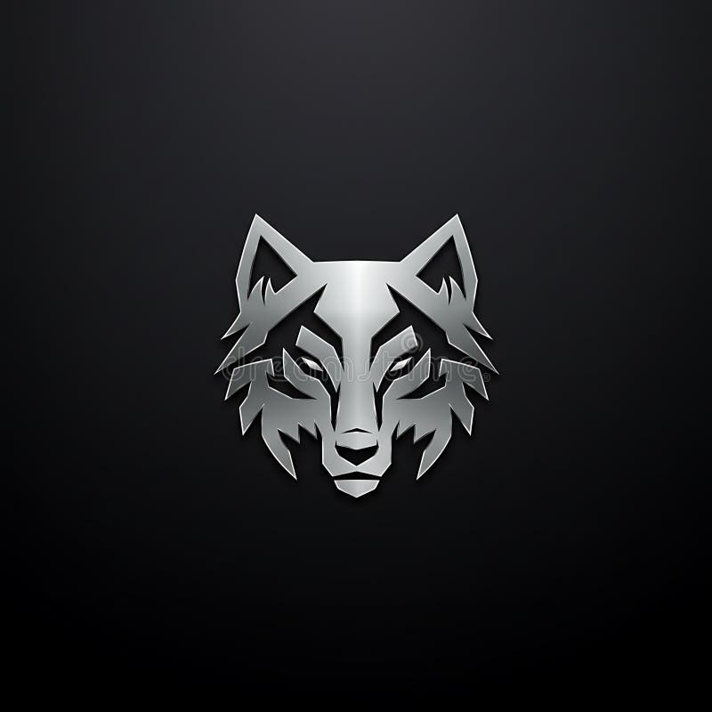 Stylized Metallic Wolf Head Emblem on a Dark Background. the Design ...