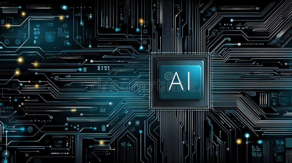 Stylized Microchip with AI Label at Center Against Minimal Tech ...