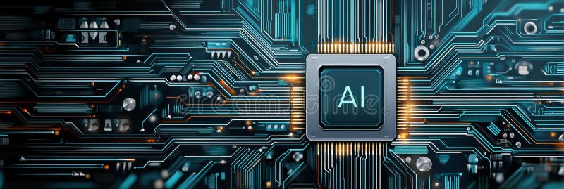 Stylized Microchip with AI Label Set Against a Minimal Tech Background ...