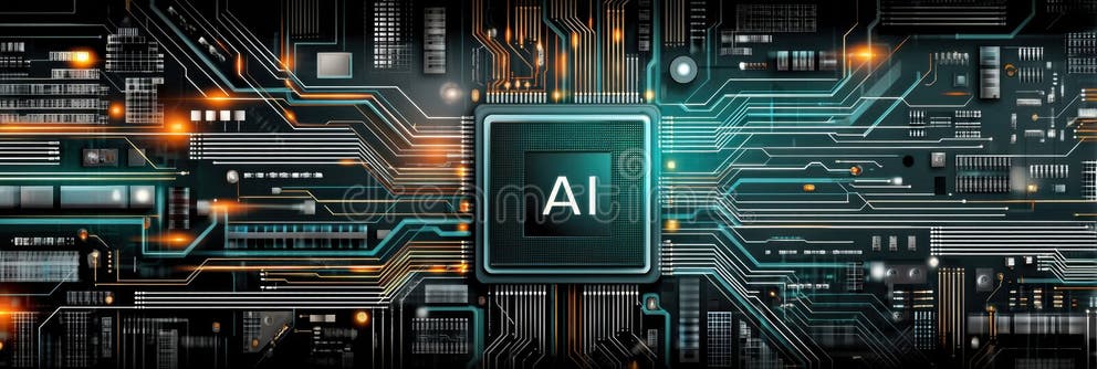 Stylized Microchip with AI Label Surrounded by Minimal Technology ...