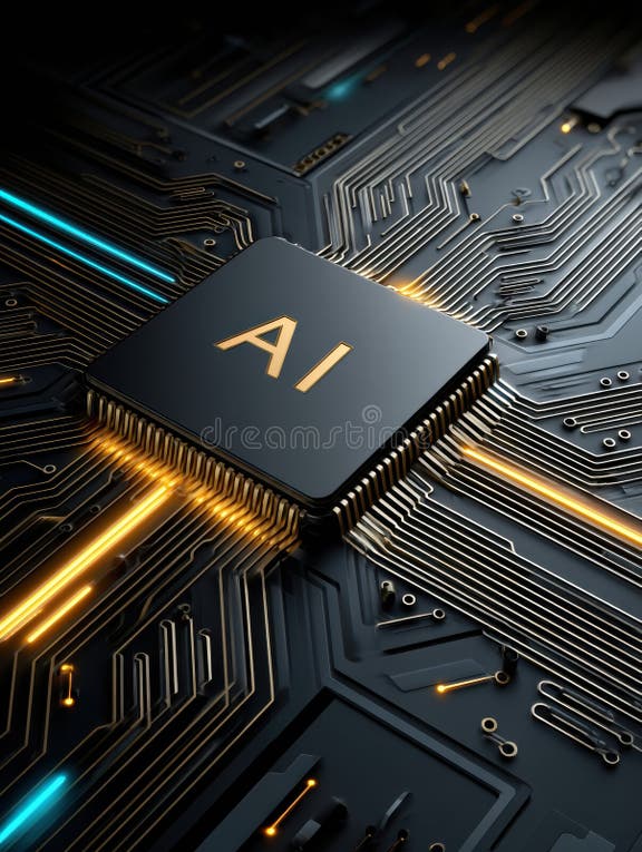 Stylized Microchip Featuring AI Label Amid a Minimal Tech Background ...