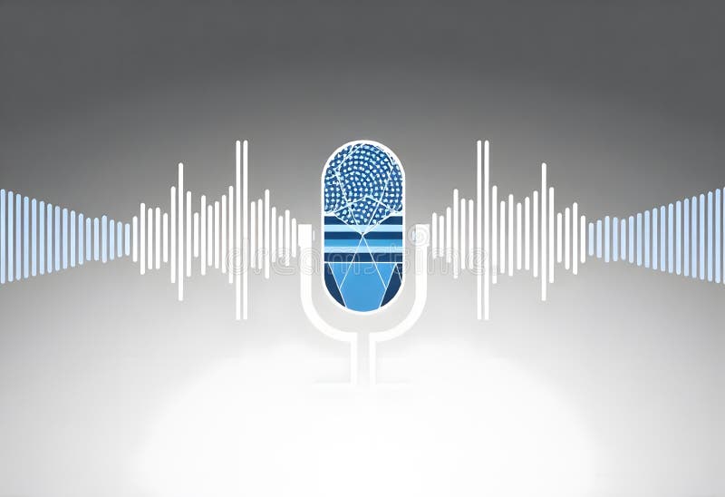 Abstract Microphone with Sound Waves: a Modern Graphic Design Stock ...