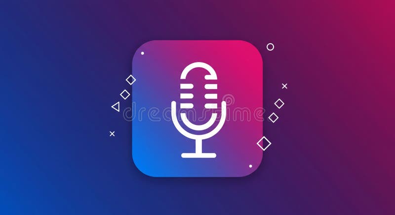 A Stylized Microphone Icon is Centered on a Square Button with Rounded ...