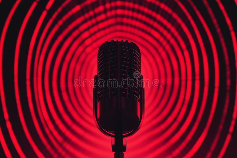 Stylized Microphone Logo Concept with Modern Design and Dynamic Red ...