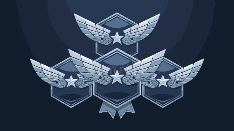 Stylized Military Medals with Wings and Stars for Emblems or Badges Stock Vector - Illustration ...