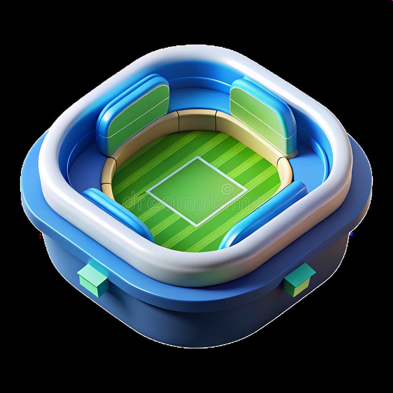 Stylized Miniature Baseball Field with Blue and White Borders on a ...