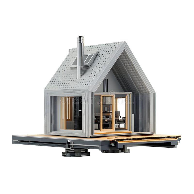 Stylized Miniature House Model on a Platform with Detailed Interior ...