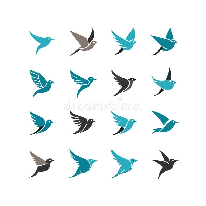 Vibrant Minimalist Bird Icons Showcasing Flight Options Stock Vector ...