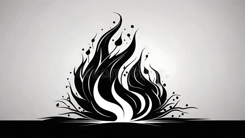 Abstract Flame Illustration in Black and White Stock Illustration ...