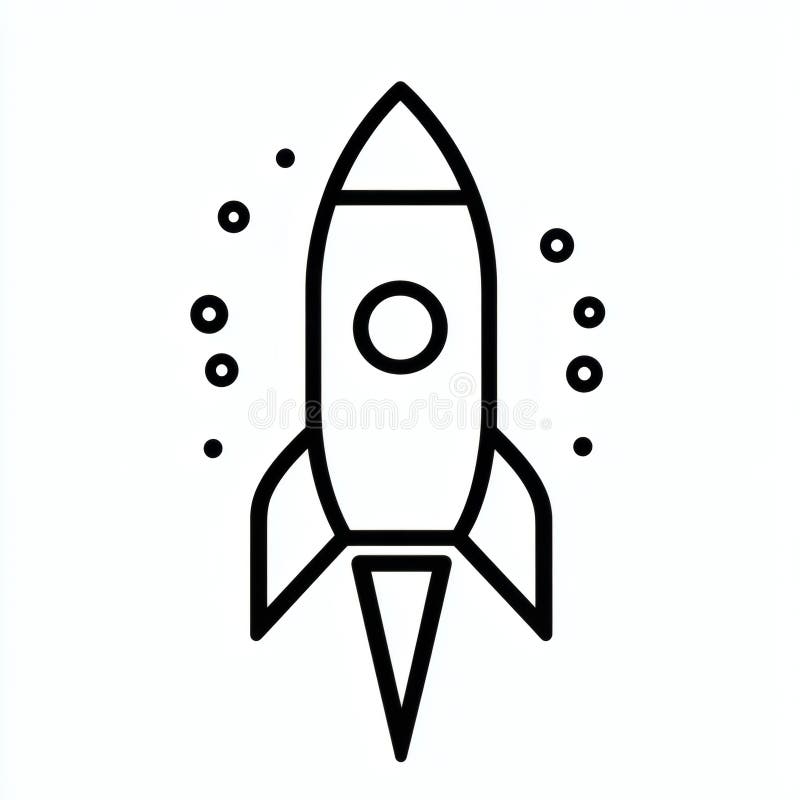 A Stylized Minimalist Illustration of a Rocket Ship Ready for Launch ...