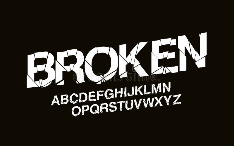 Stylized Modern Broken Abstract Font Set of Alphabet Text Design Stock ...