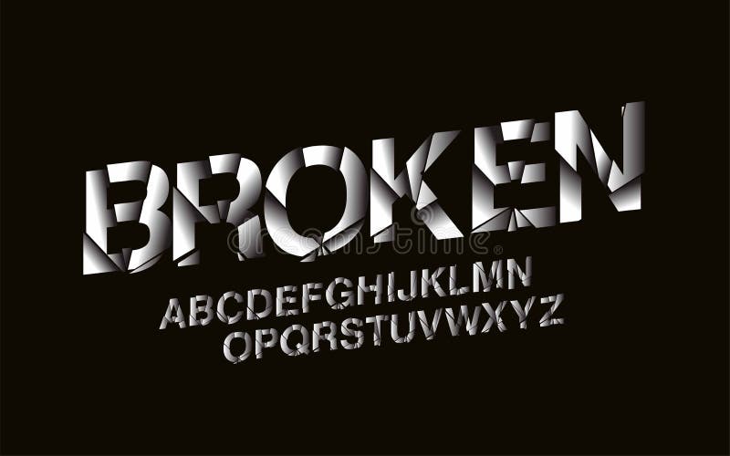 Stylized Modern Broken Abstract Font Set of Alphabet Vector Stock ...