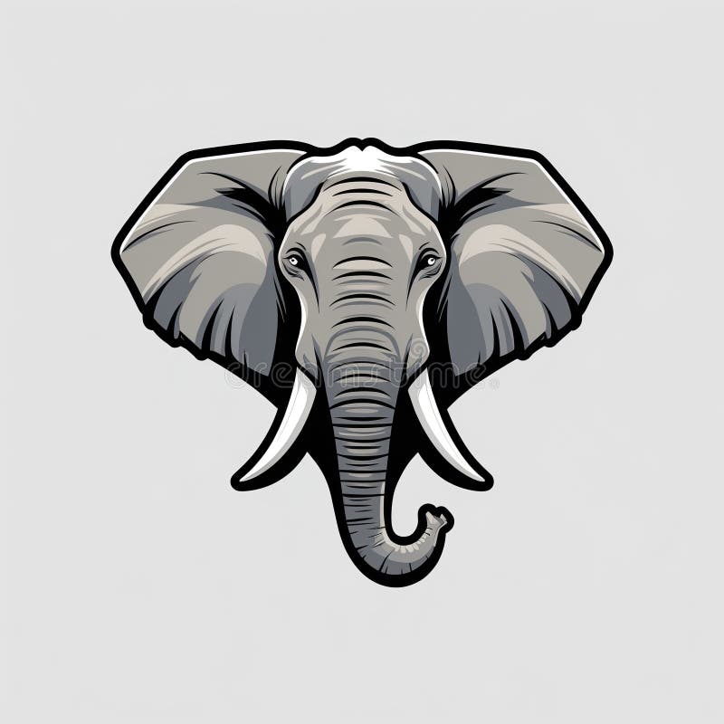Stylized Modern and Detailed Vector Illustration of Elephant Head Stock ...