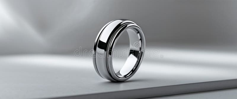 A Stylized Modern Ring with Metallic Bands and Glossy Finish Stock ...
