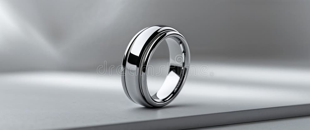 A Stylized Modern Ring with Metallic Bands and Glossy Finish Stock ...