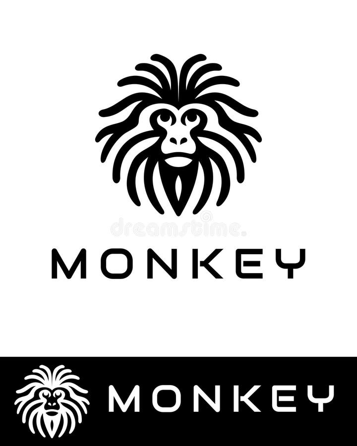 Stylized Monkey Face Logo with Abstract Dreadlock-style Hair Stock ...