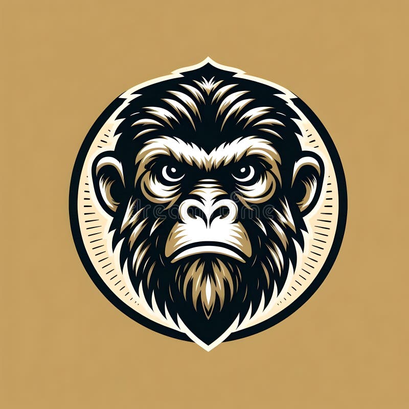 A stylized monkey head stock illustration. Illustration of circular ...