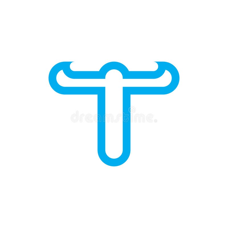 Creative Rounded Monogram Logo with Blue Letter T and Horn-like Design ...