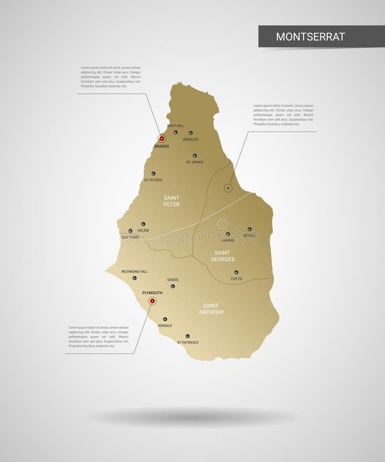 Stylized Montserrat Map Vector Illustration. Stock Vector ...