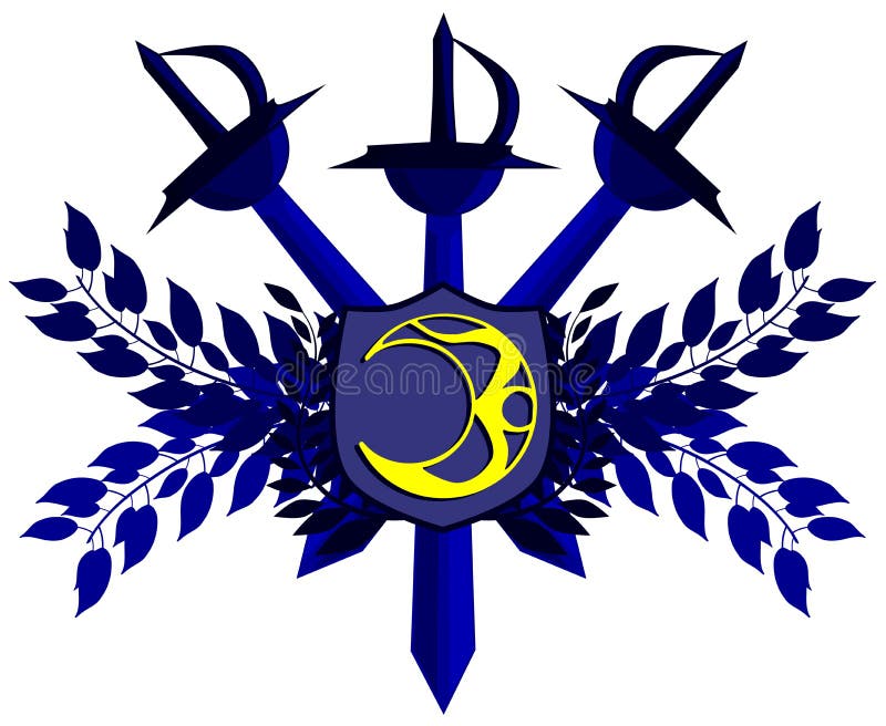 Stylized Moon on Shield with Sword Isolated Stock Vector - Illustration ...
