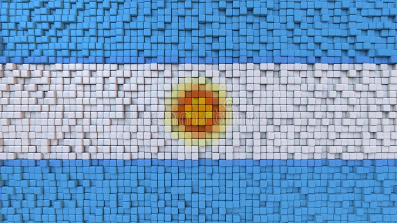 Stylized Mosaic Flag of Argentina Made of Pixels, 3D Rendering Stock ...