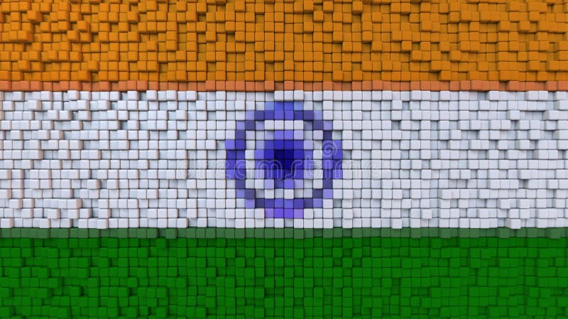 Stylized Mosaic Flag of India Made of Moving Pixels, Seamless Loop ...