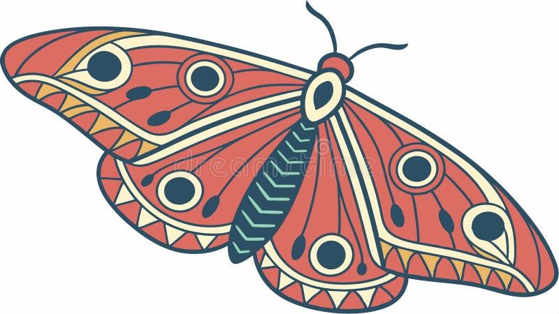 Stylized Moth with Geometric Wing Patterns Vector, Vector Design ...