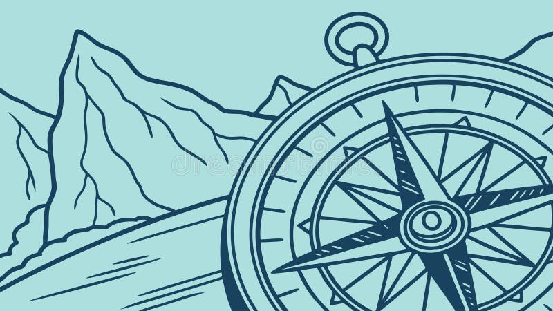 Stylized Mountain Compass, Charting Paths in Abstract Alpine Terrain ...