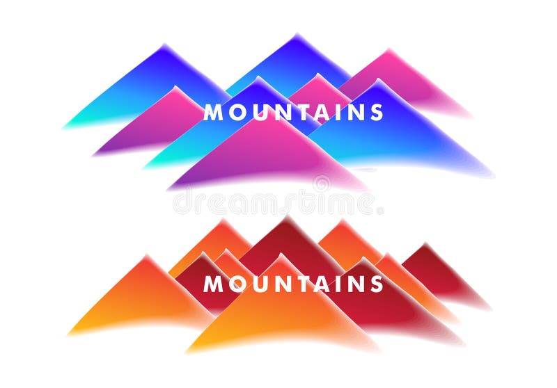 Stylized Mountain Landscape Illustration, Geometric Shapes Forming ...