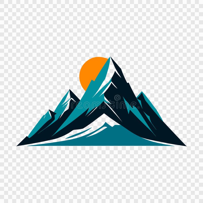 Stylized Mountain Peak with Sun Illustration Stock Vector ...