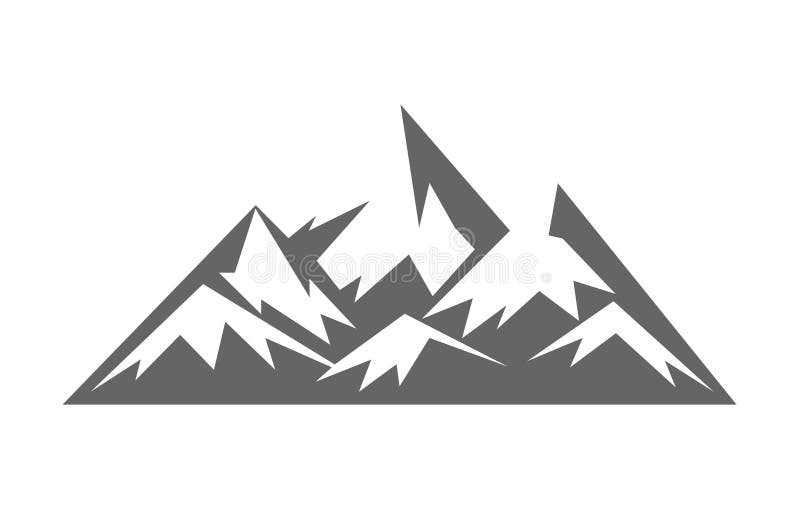 Stylized Mountain Range Graphic Design with Peaks and Snow Caps in ...