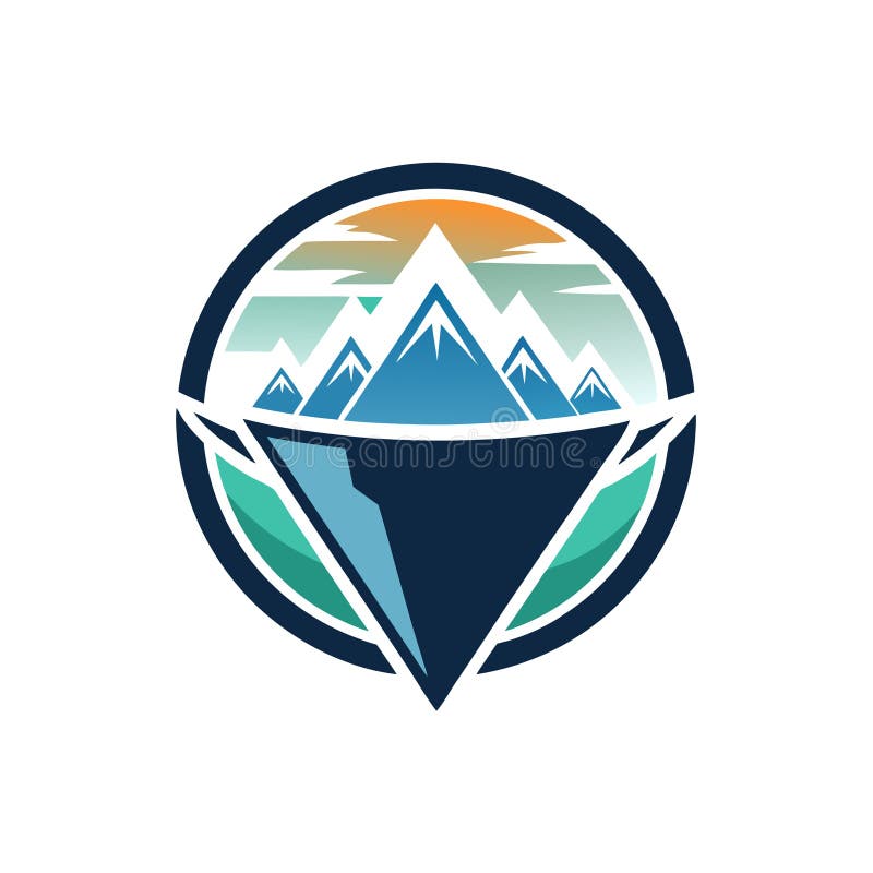 Stylized Mountain Range Logo with Circular and Triangular Elements in ...