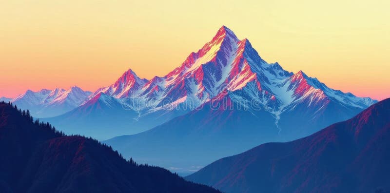 Stylized Mountain Range, Outlined Vector Graphic , Minimal ...