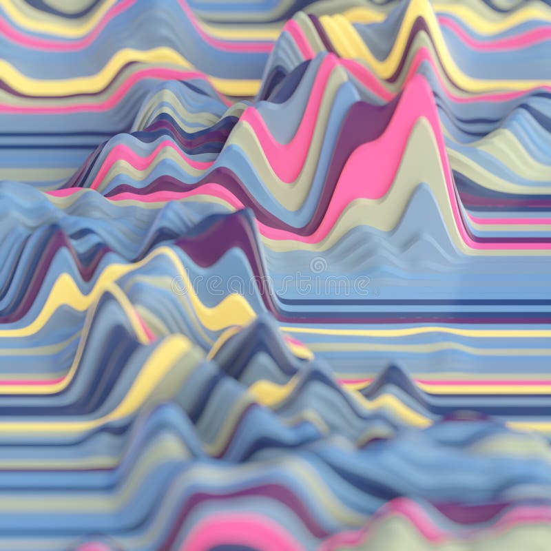 Stylized Mountains. Abstract 3d Rendering Digital Illustration with ...
