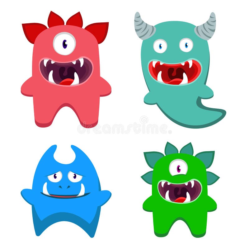 Stylized Vector Multi-colored Cartoon Monsters Stock Vector ...