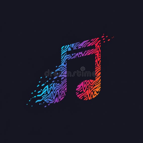 A Stylized Musical Note Features a Vibrant, Multicolored Gradient of ...