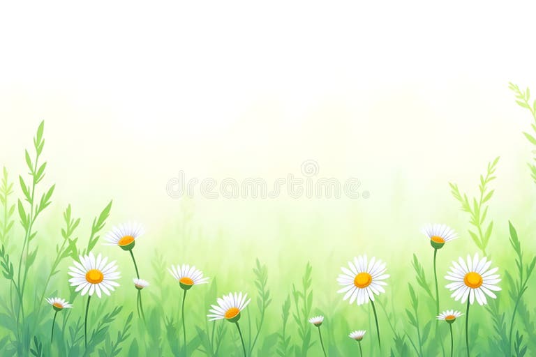 Neon Chamomile Green Grass Daisy Border Stock Illustrations – 2 Neon ...